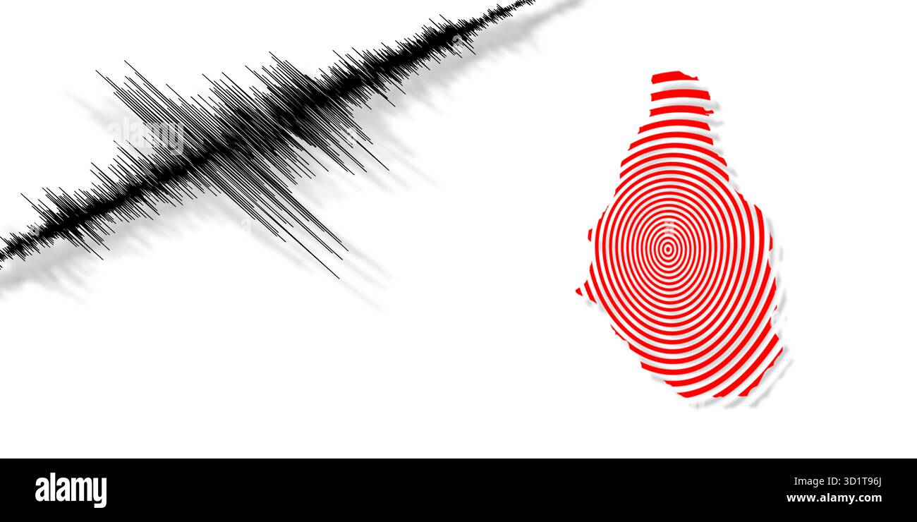Seismic activity earthquake Montserrat map Richter scale Stock Photo ...