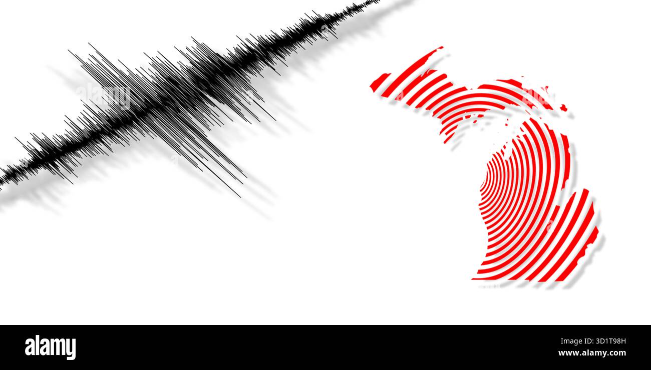 Seismic activity earthquake Michigan map Stock Photo - Alamy