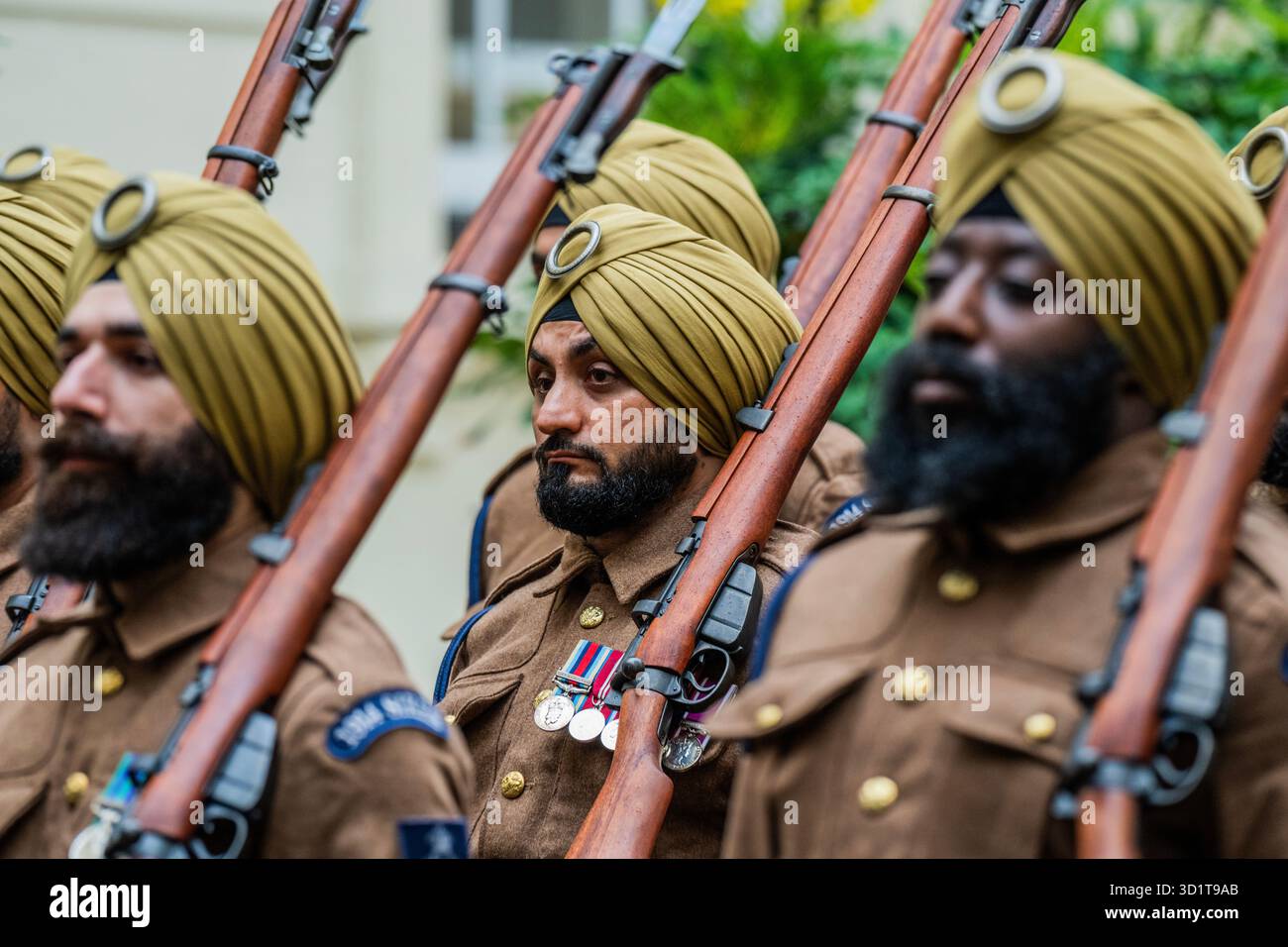 London, UK. 29 Oct 2025. The 1914 Sikhs Ceremonial Marching Troop in ...