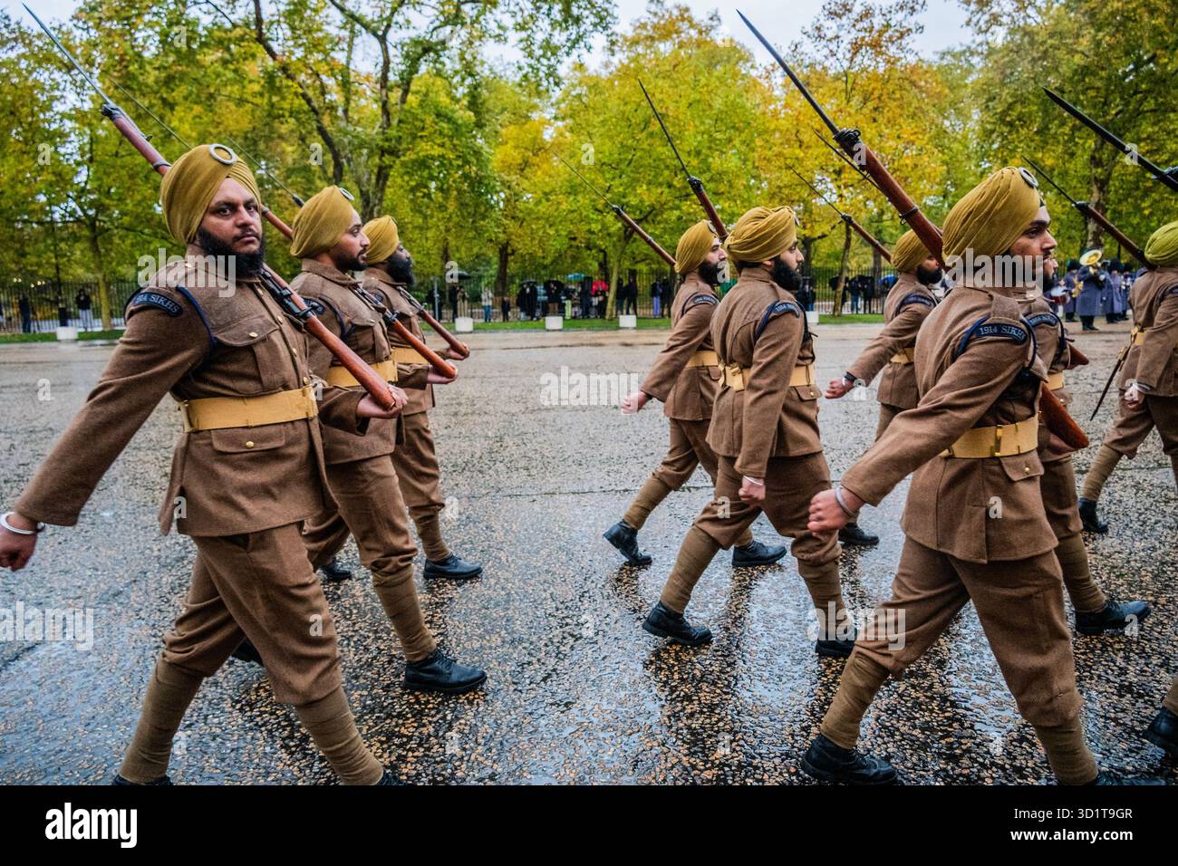 London, UK. 29 Oct 2025. The 1914 Sikhs Ceremonial Marching Troop in ...