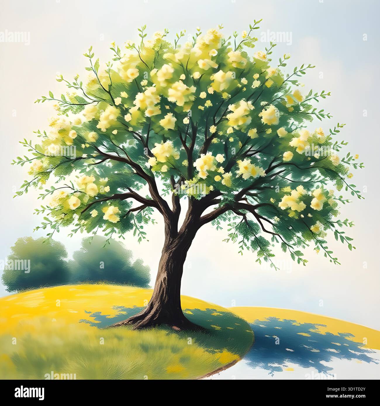 landscape oil painting, tree painting, nature art, scenic landscape ...