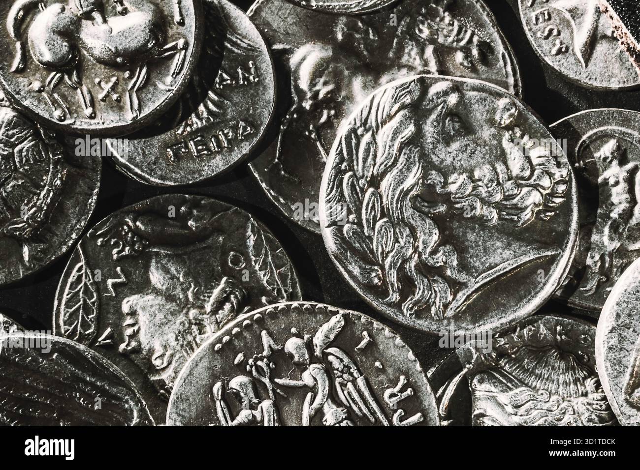 Pile of Ancient Silver Coins Stock Photo - Alamy