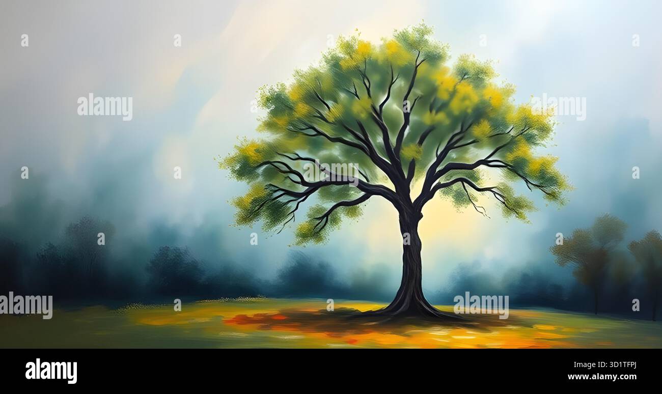 landscape oil painting, tree painting, nature art, scenic landscape ...