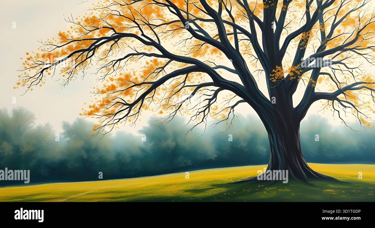 landscape oil painting, tree painting, nature art, scenic landscape ...