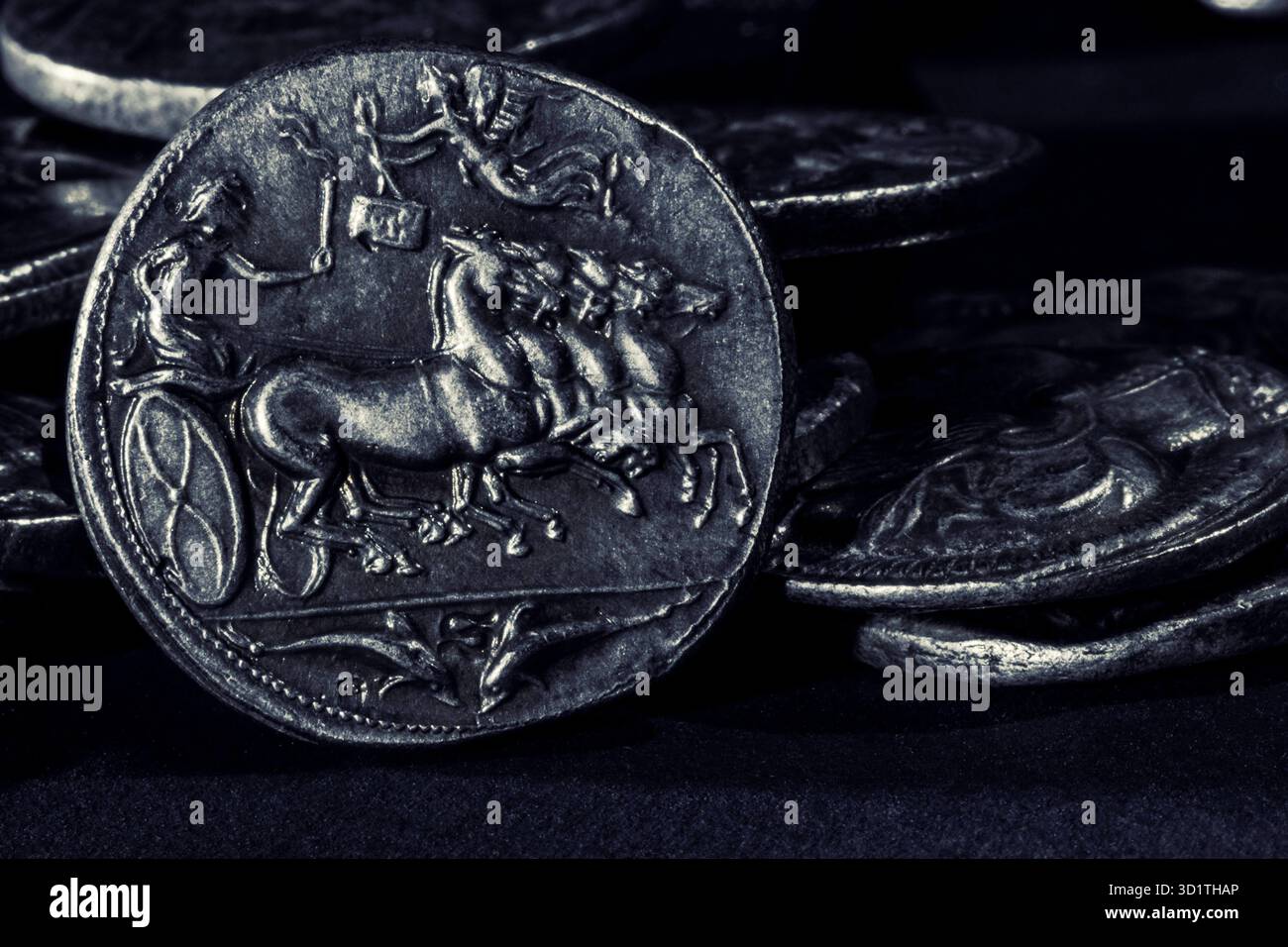 Ancient Greek Coin, Sicily, Tetradrachm, head of the nymph Arethusa ...
