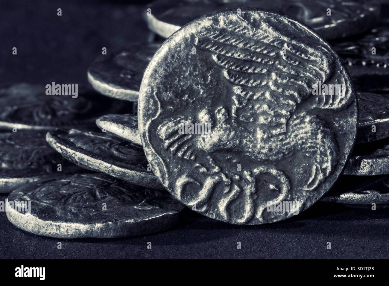 Ancient Greek Coin, Nike with open wings, Eagle with open wings, snake ...