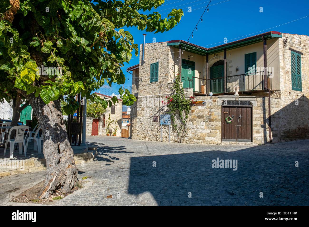 The main square in Dora village, Limassol district, Cyprus Stock Photo ...