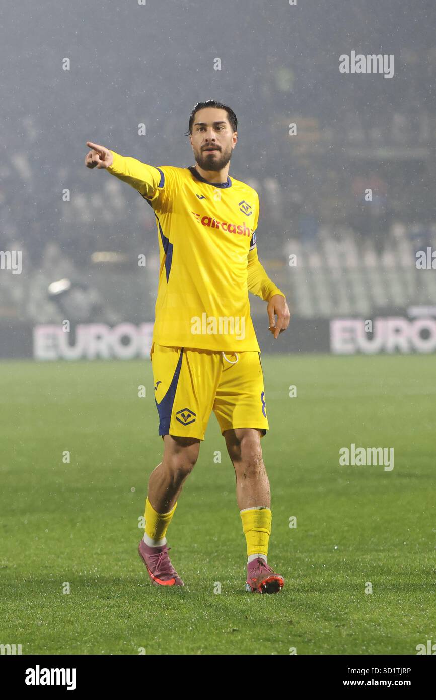 Como’s Verona’s Suat Serder celebrates during the Serie A soccer match ...