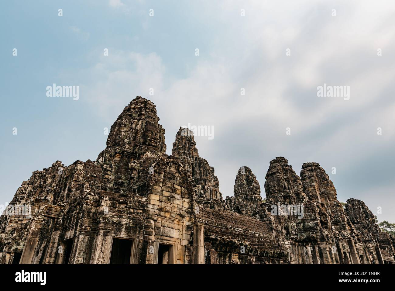 13th-century Bayon temple at the heart of the Angkor Wat temple complex, Siem Reap, Cambodia ...