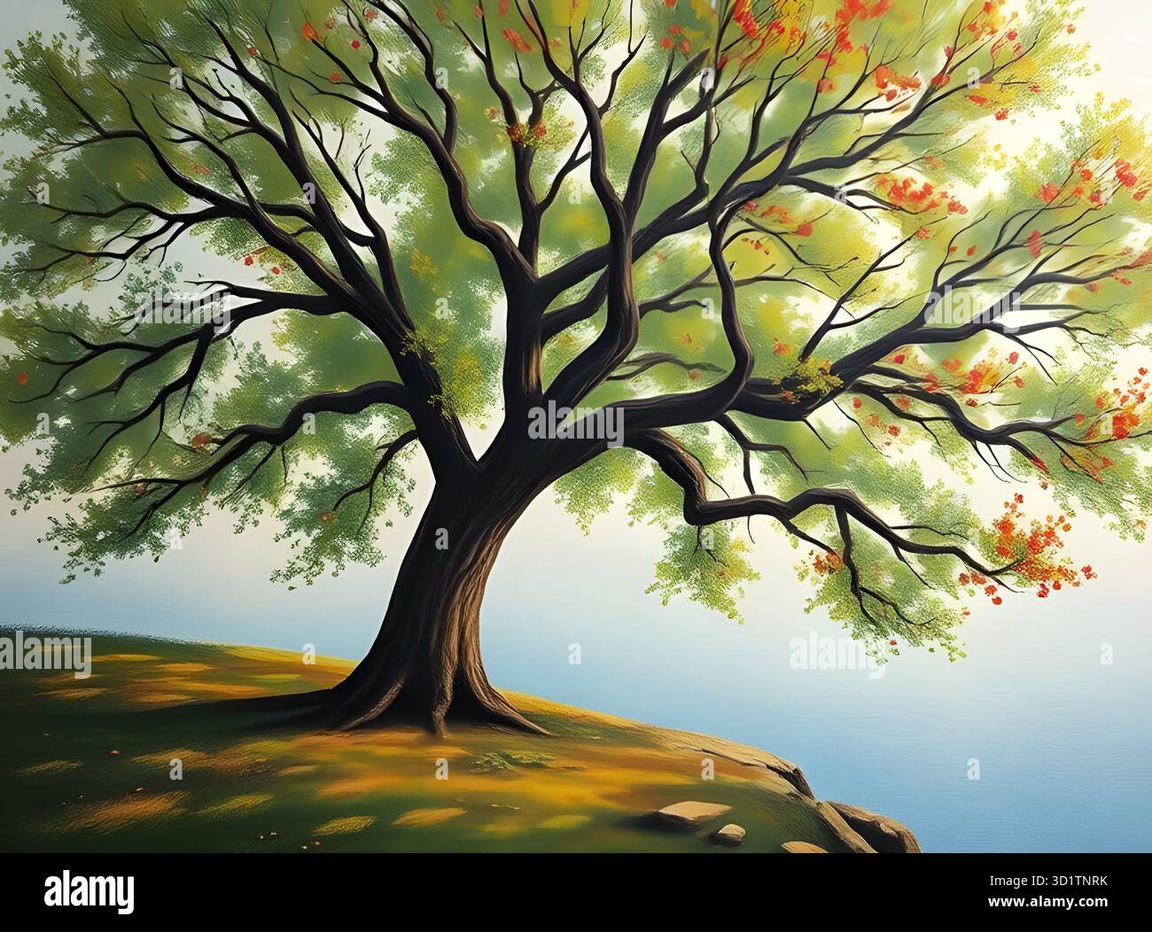 landscape oil painting, tree painting, nature art, scenic landscape ...