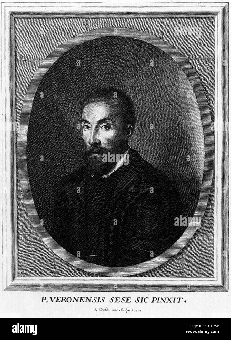 Titian self portrait engraving Black and White Stock Photos & Images ...