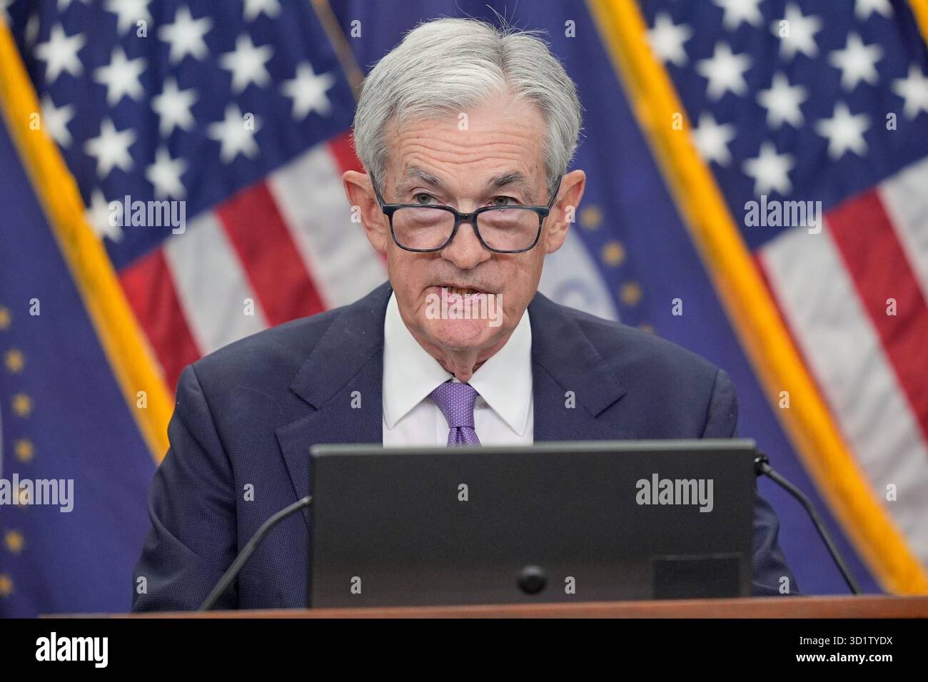 Federal Reserve Chairman Jerome Powell speaks at a news conference ...