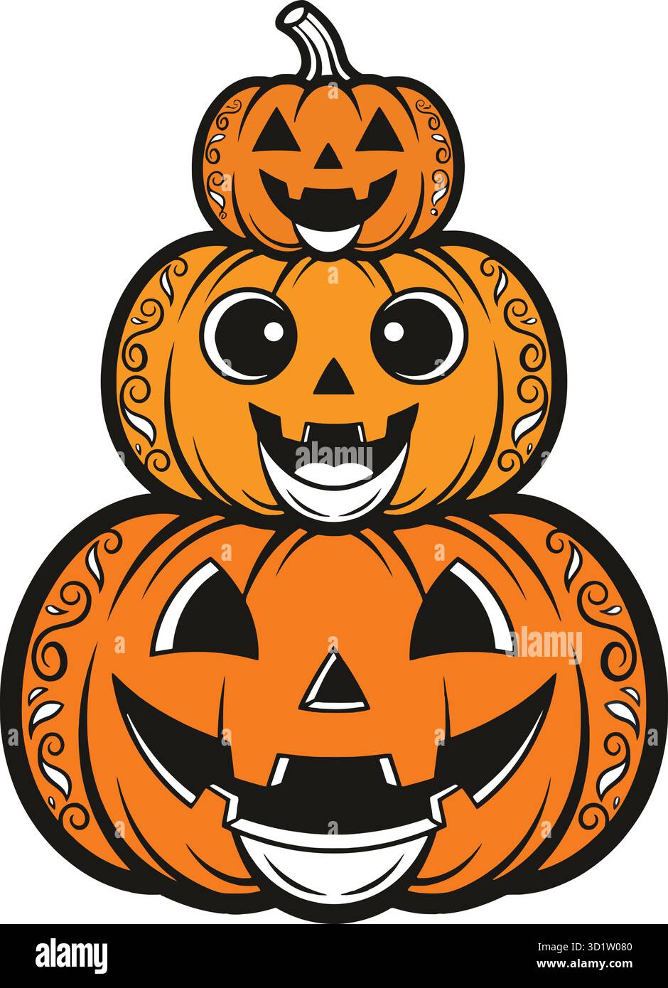 Halloween pumpkin stack coloring page for kids and adults halloween ...