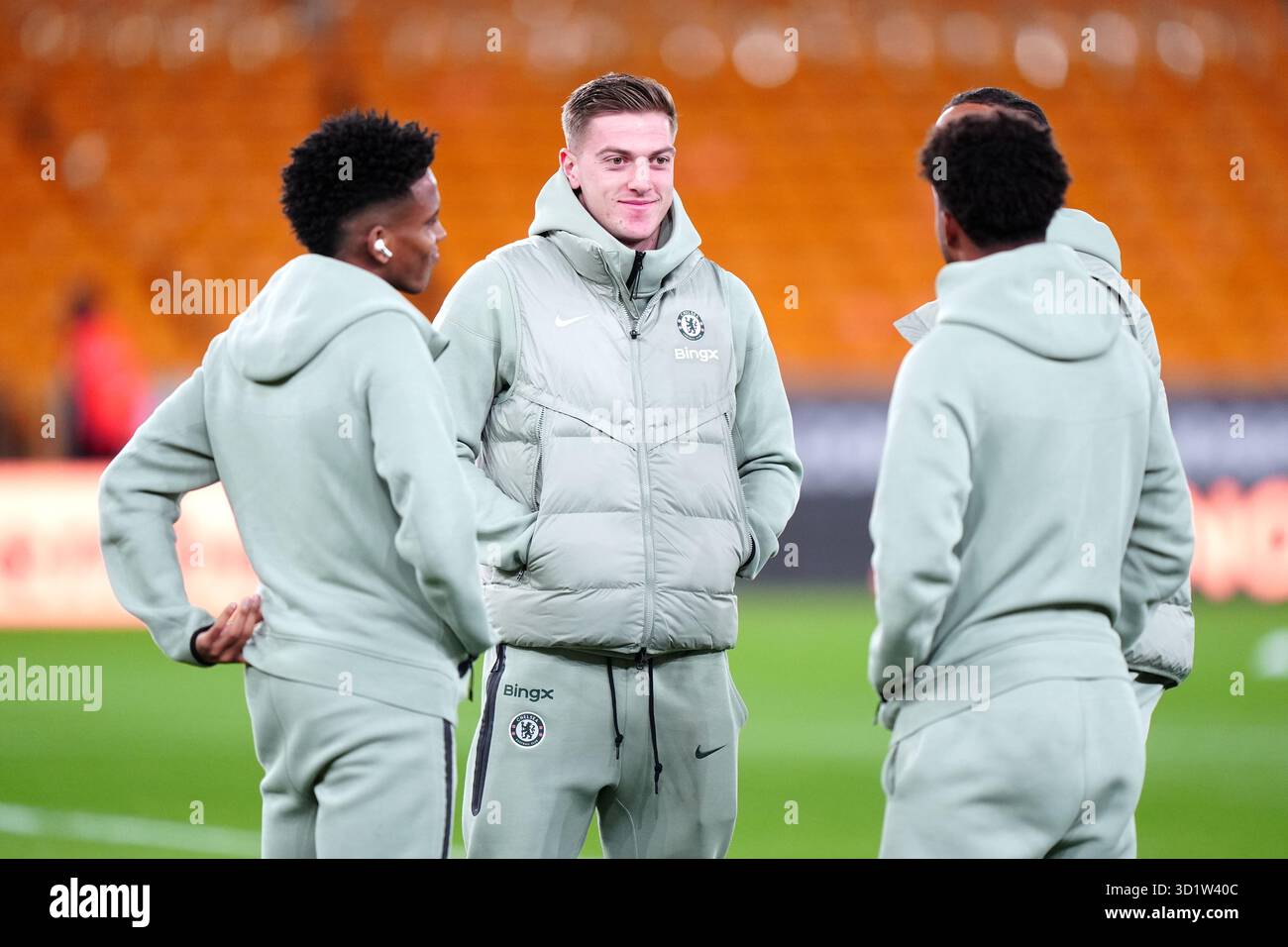 Chelsea's Liam Delap (centre) ahead of the Carabao Cup fourth round ...