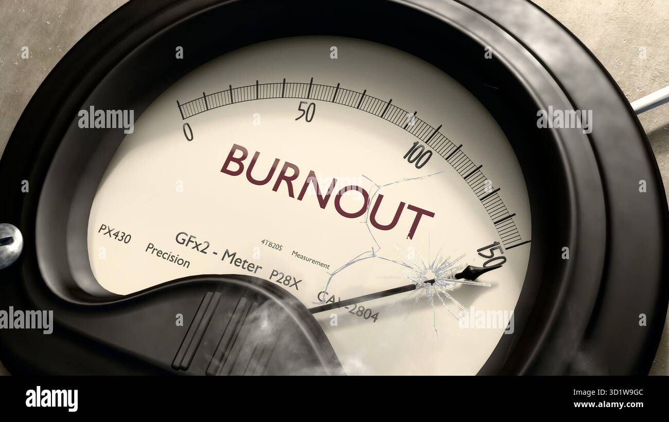 Burnout meter showing high levels of burnout. Dangerously increasing ...