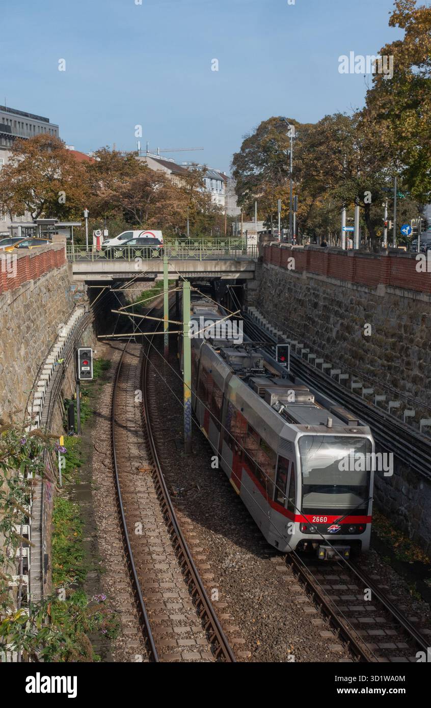 View from above of the U-Bahn metro line in Vienna, Austria.Europe ...