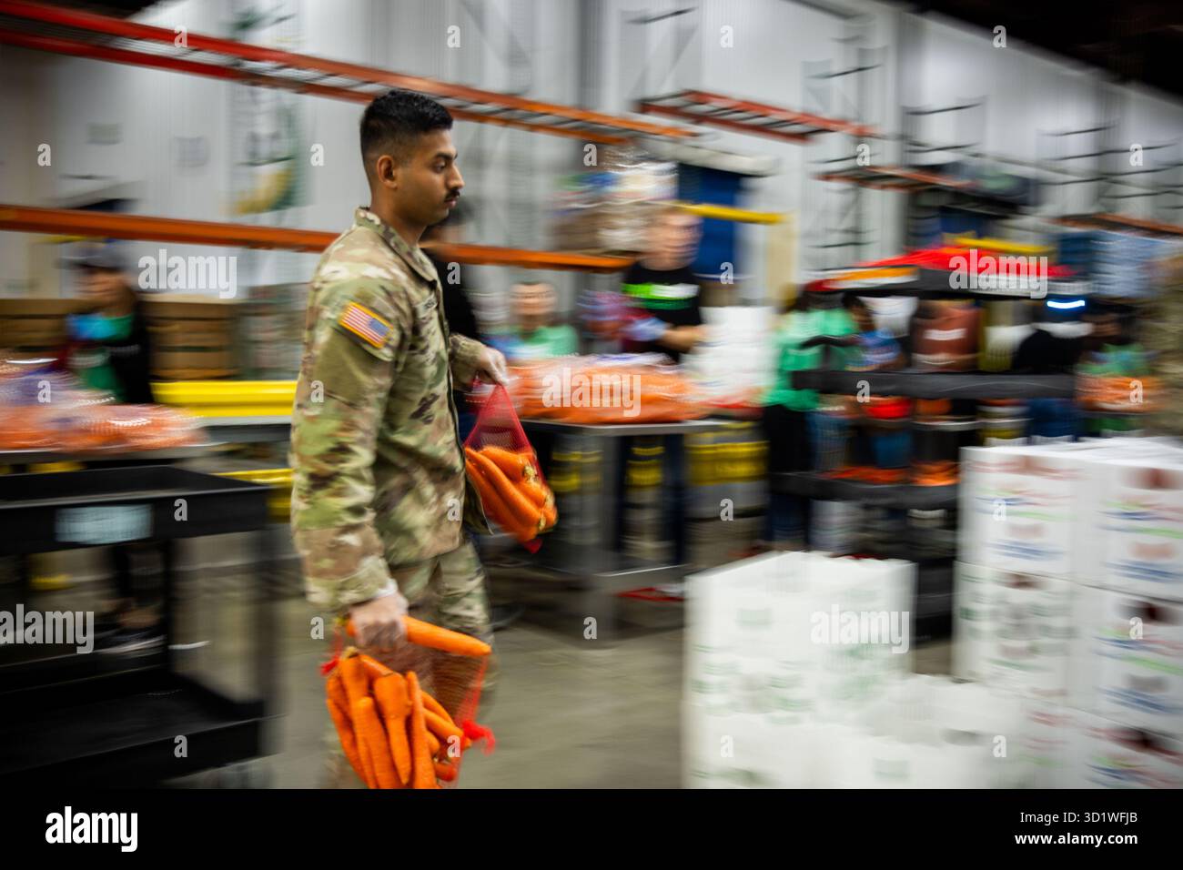 California National Guard sort produce at the Los Angeles Food Bank ...