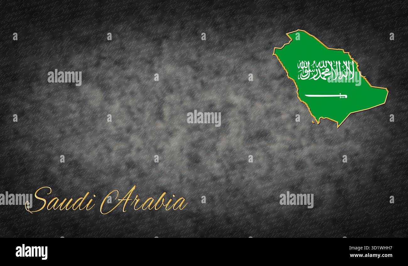 Saudi Arabia Symbols, Map of Saudi Arabia Background Stock Photo - Alamy