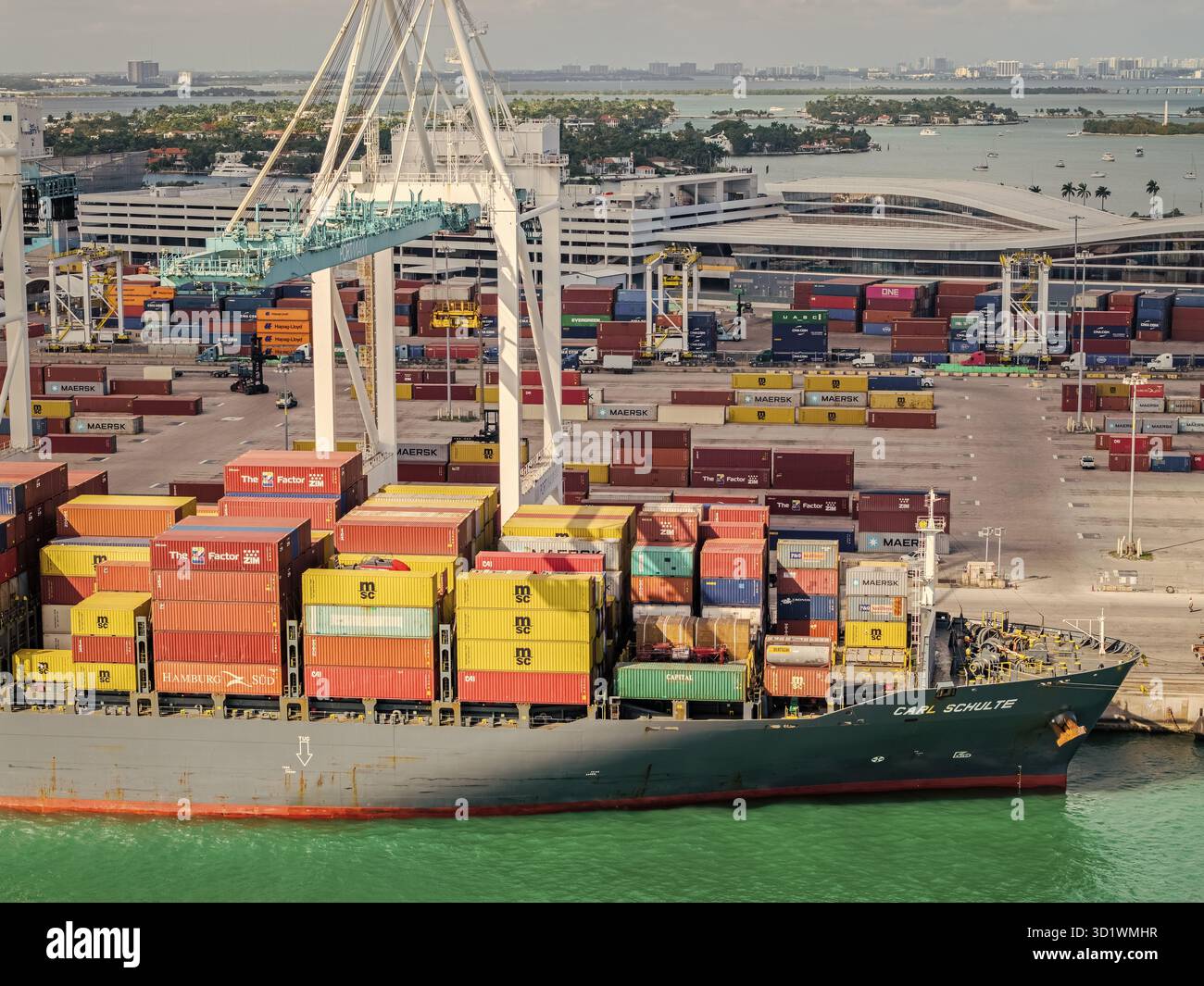 Miami, Florida - February 12, 2025: Export and import. Port of Miami ...