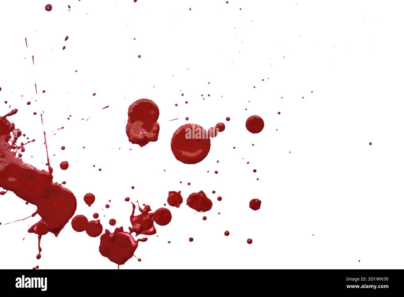 Blood splatters on white background. Red blots of watercolor Realistic ...