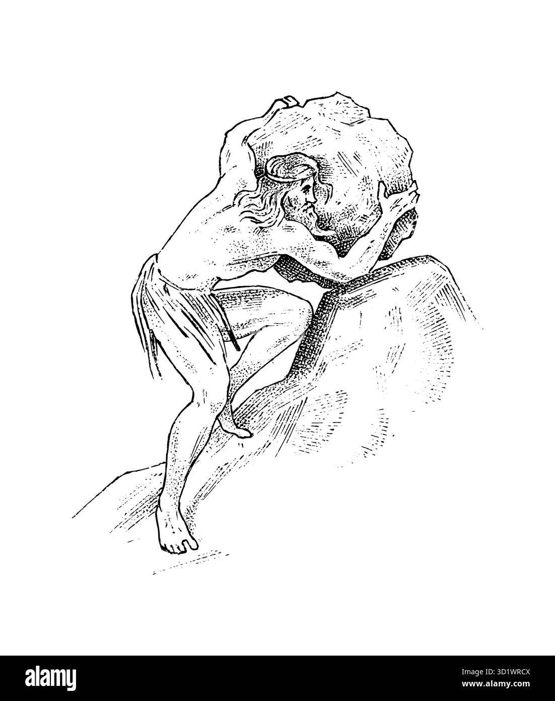 Myths of ancient Greece. Sisyphus punishment. The king of Corinth rolls ...