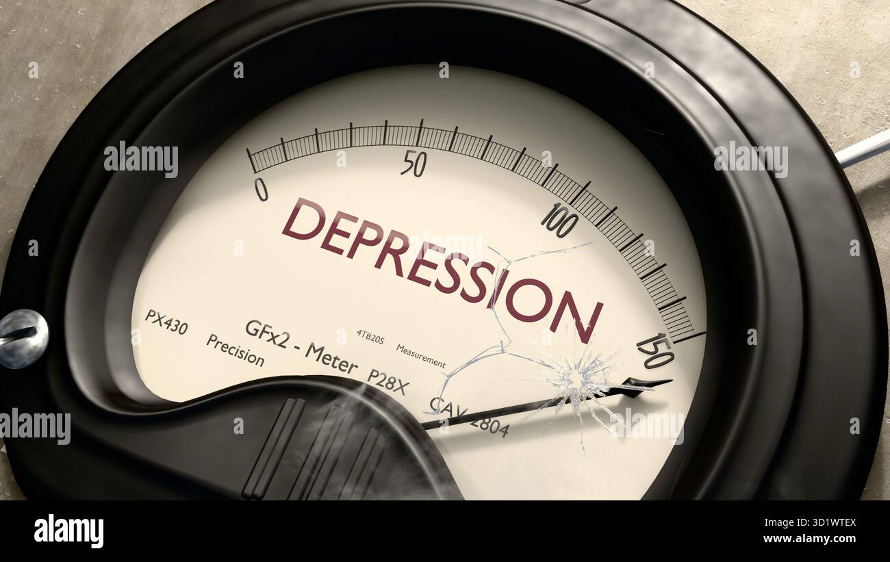 Depression meter showing high hi-res stock photography and images - Alamy