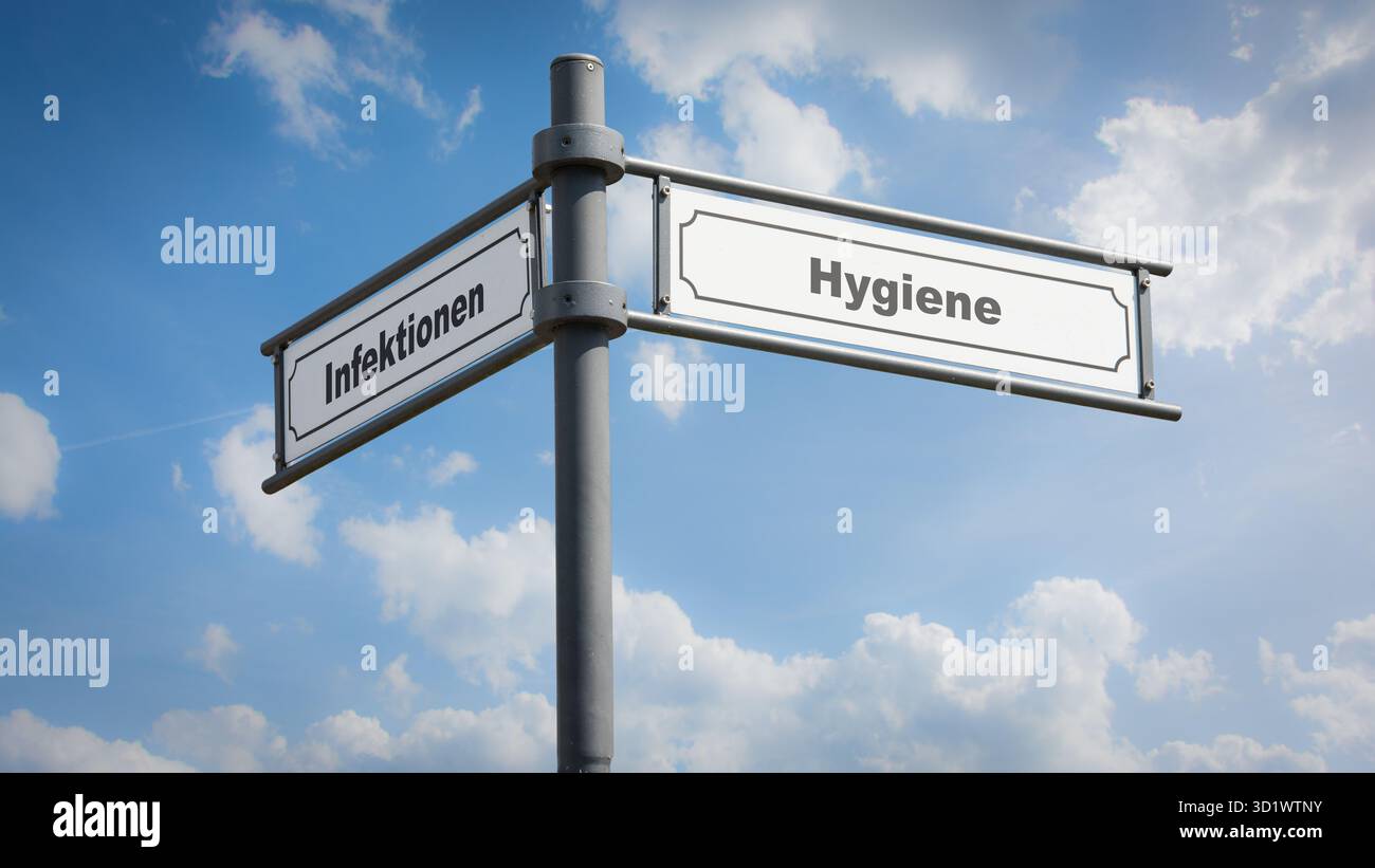 Signposts the direct way to hygiene versus infections - Bildmontage ...