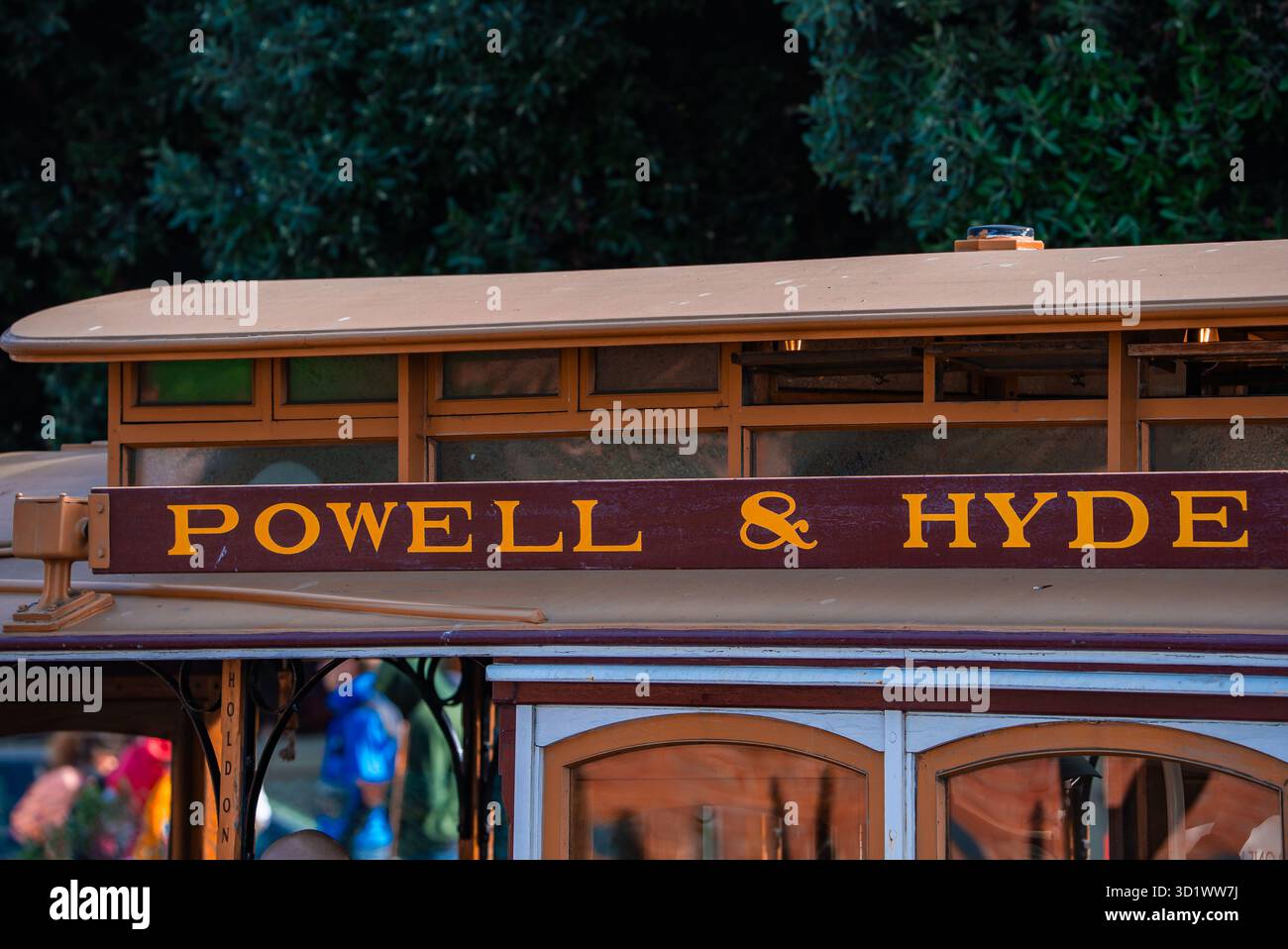 San Francisco cable car Powell and Hyde sign with classic details Stock ...