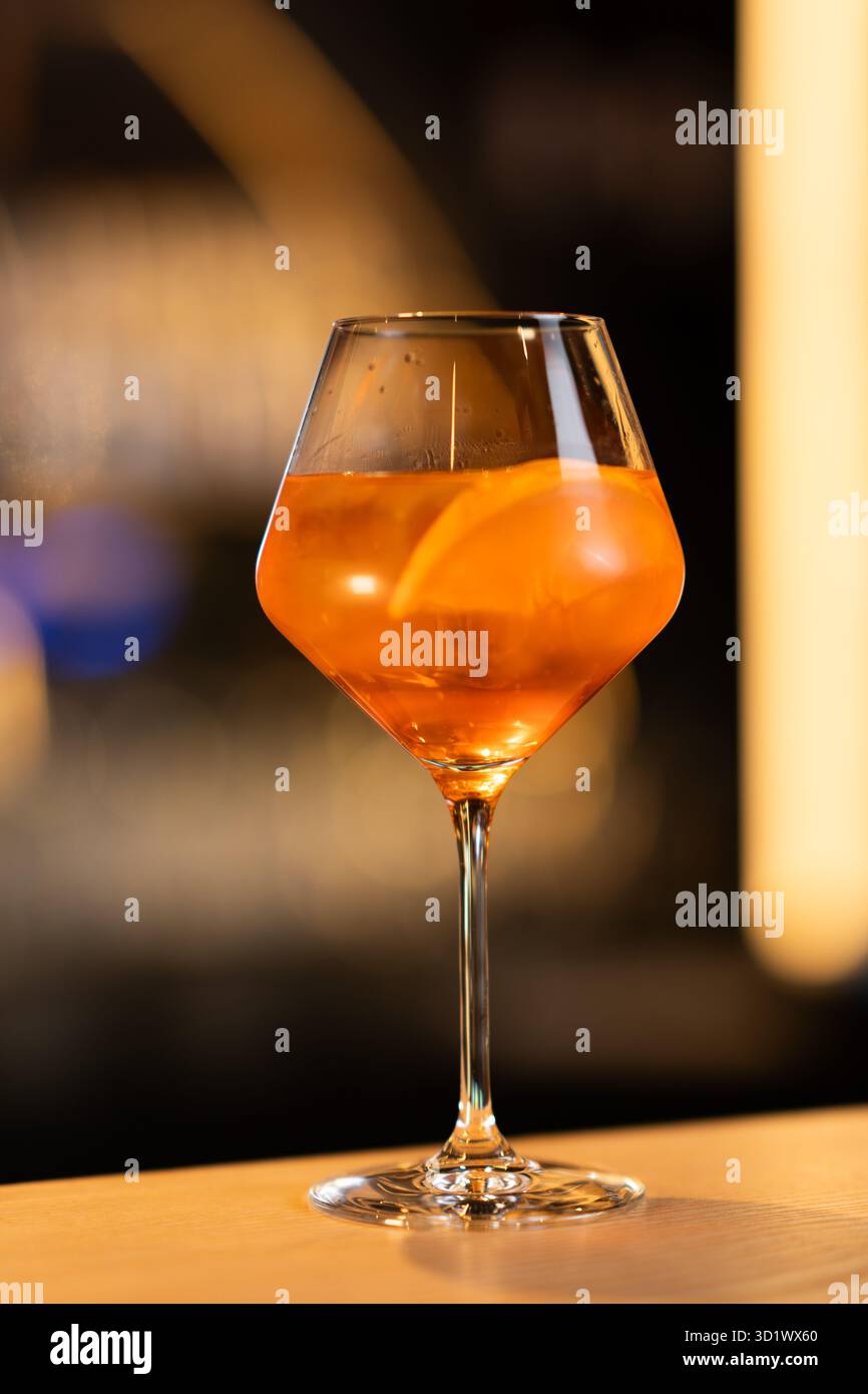 Orange Aperol Spritz Cocktail in Wine Glass Stock Photo - Alamy