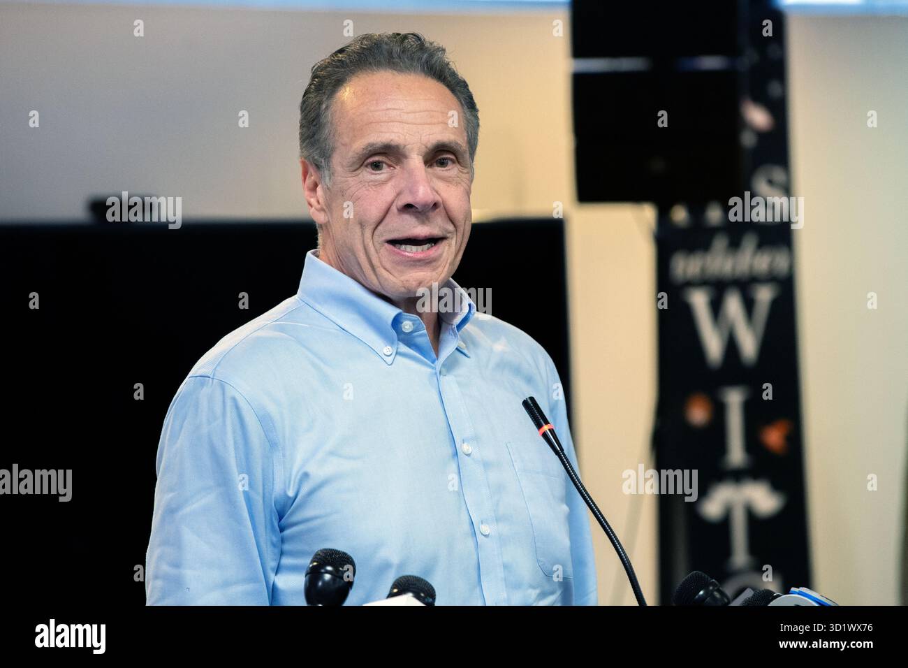 New York City mayoral candidate Andrew Cuomo speaks at a senior center ...