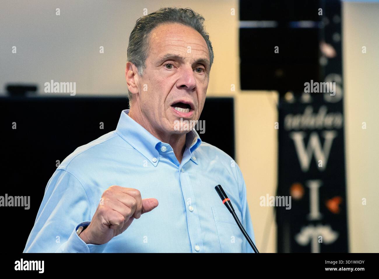 New York City mayoral candidate Andrew Cuomo speaks at a senior center ...