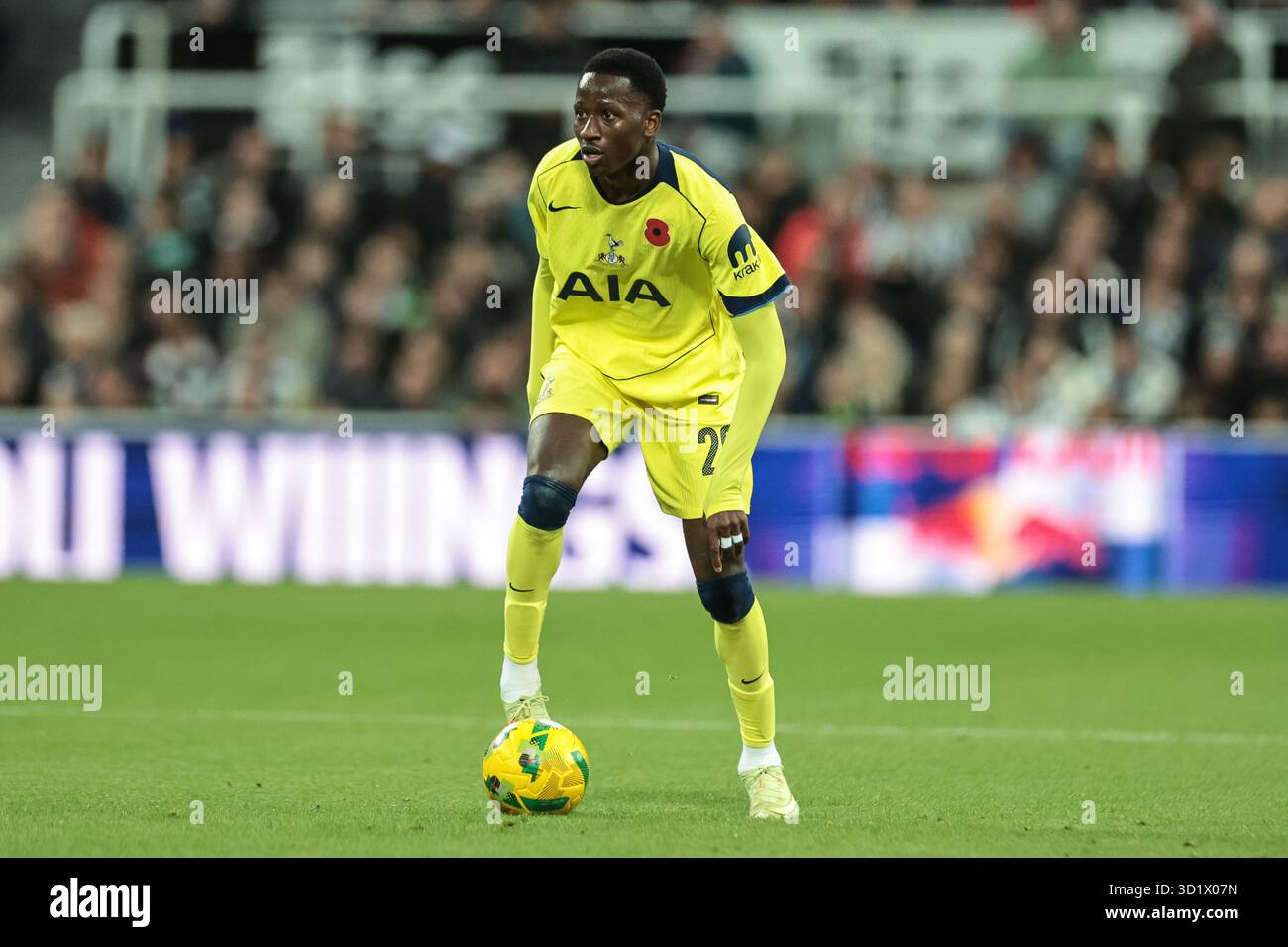 Pape Matar Sarr of Tottenham Hotspur with the ball during the Carabao ...