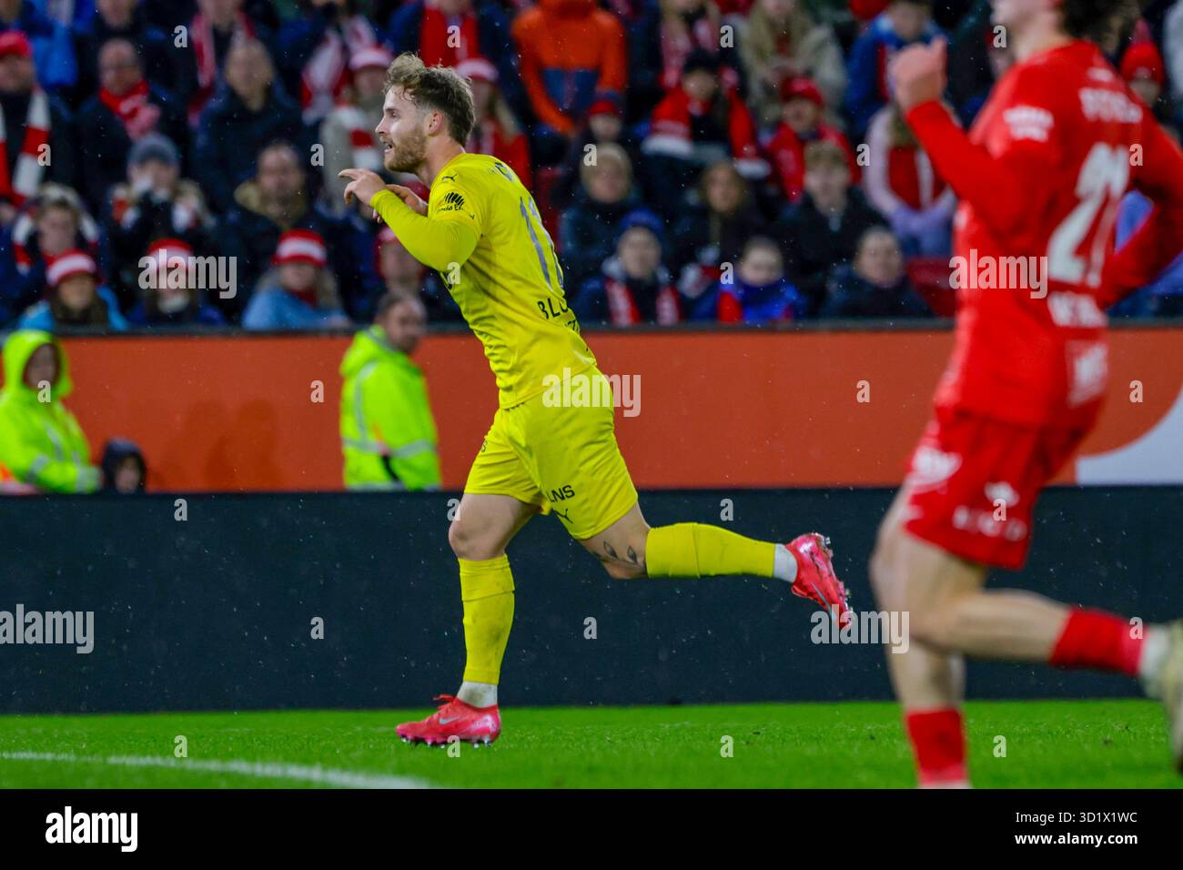 Bergen 20251029. Bodø/Glimt's Ole Didrik Blomberg scores in the Elite ...