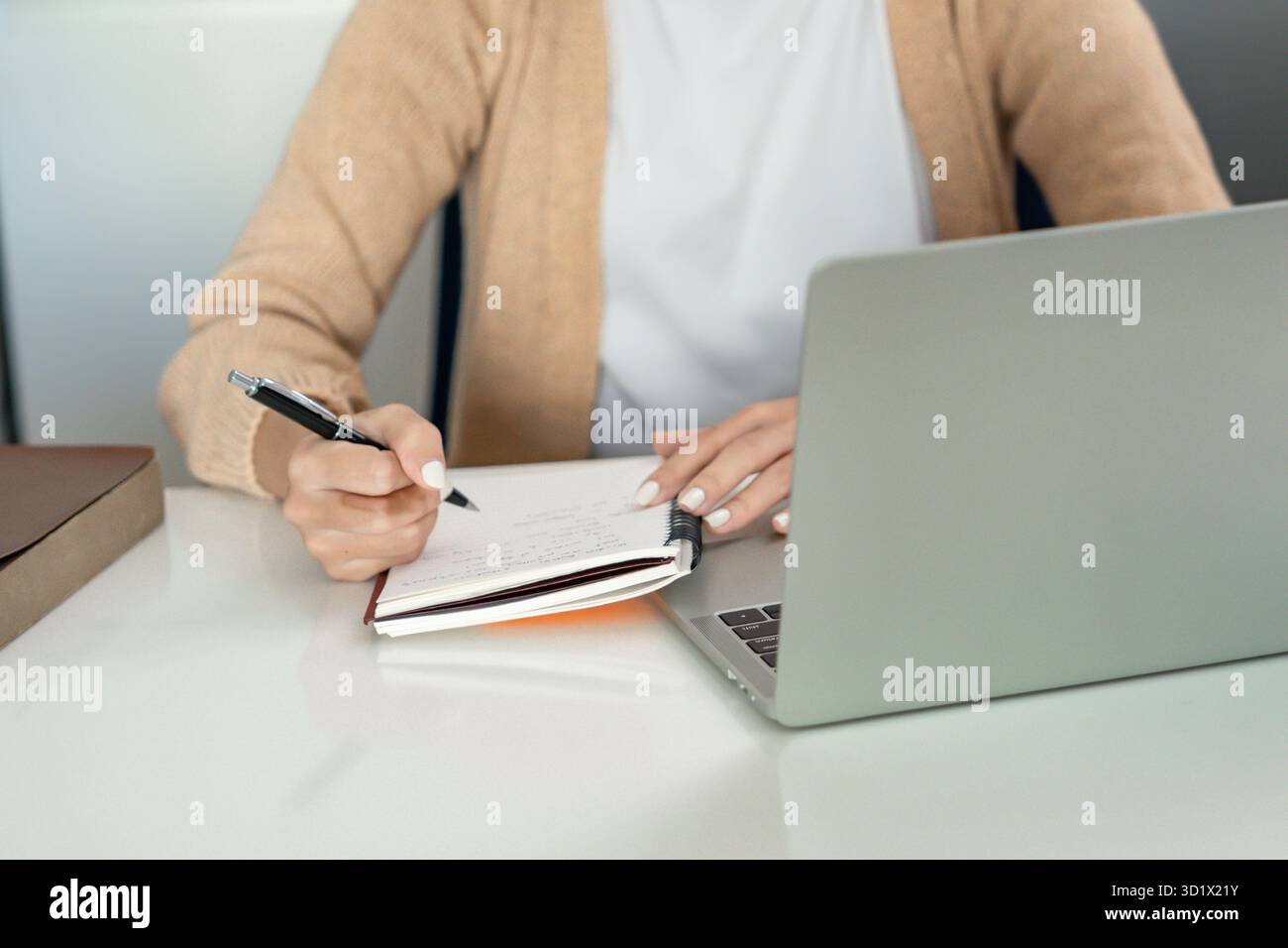 Happy young Asian Woman Successful working with laptop checking happy ...