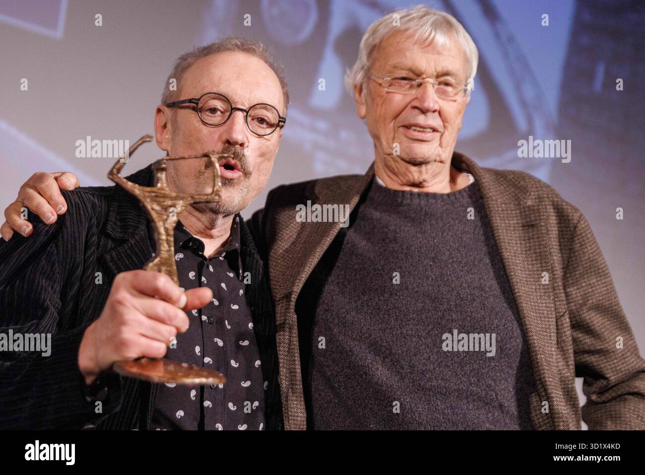 29 October 2025, Berlin: Austrian actor and award winner Josef Hader (l ...
