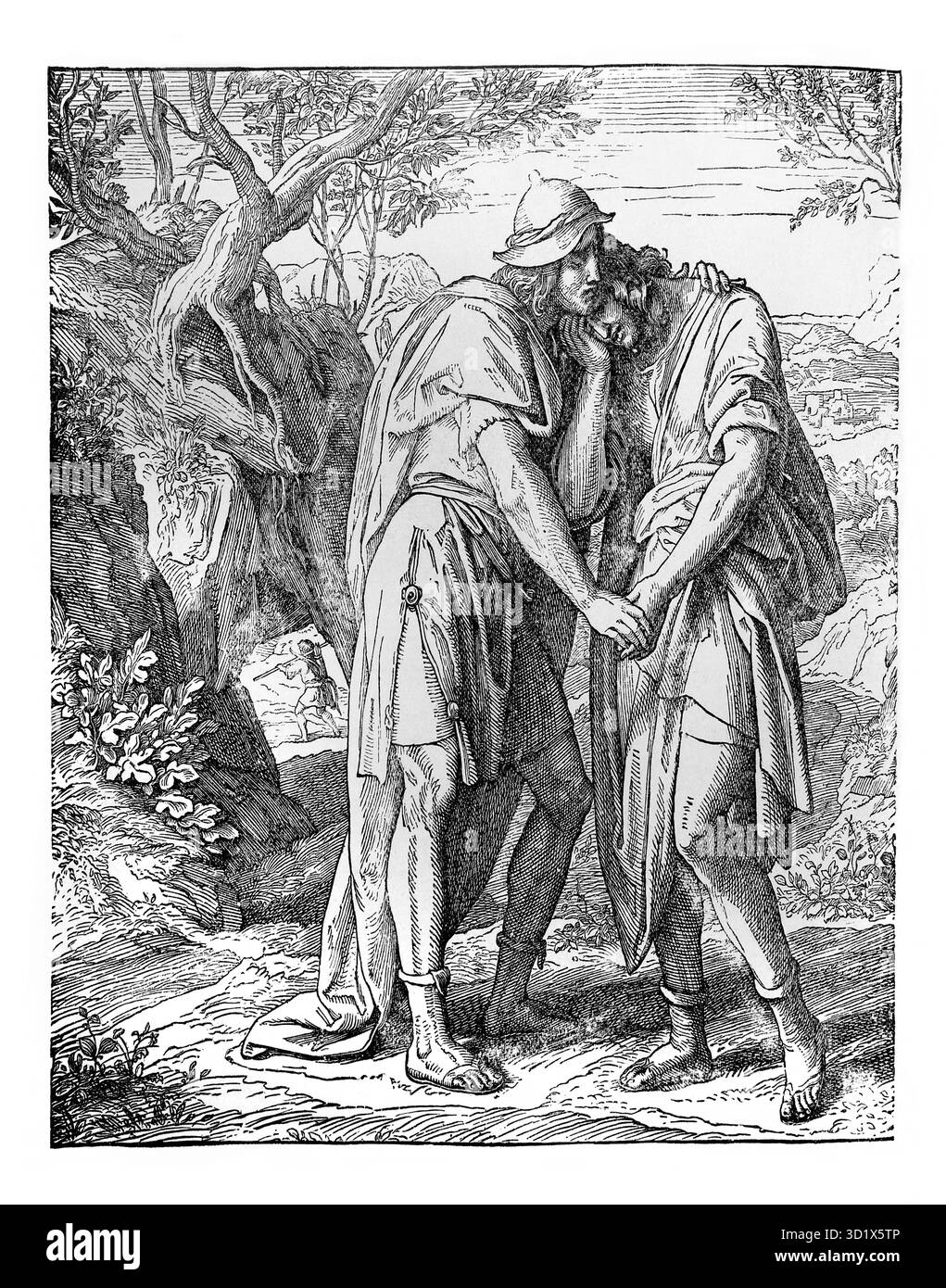 David and jonathan illustration Black and White Stock Photos & Images ...