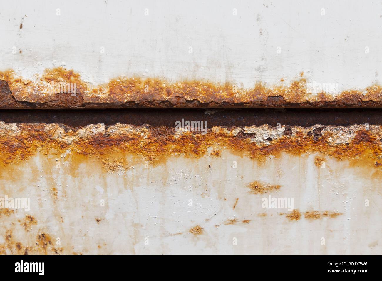 Weathered painted metal surface with rust streaks Stock Photo - Alamy