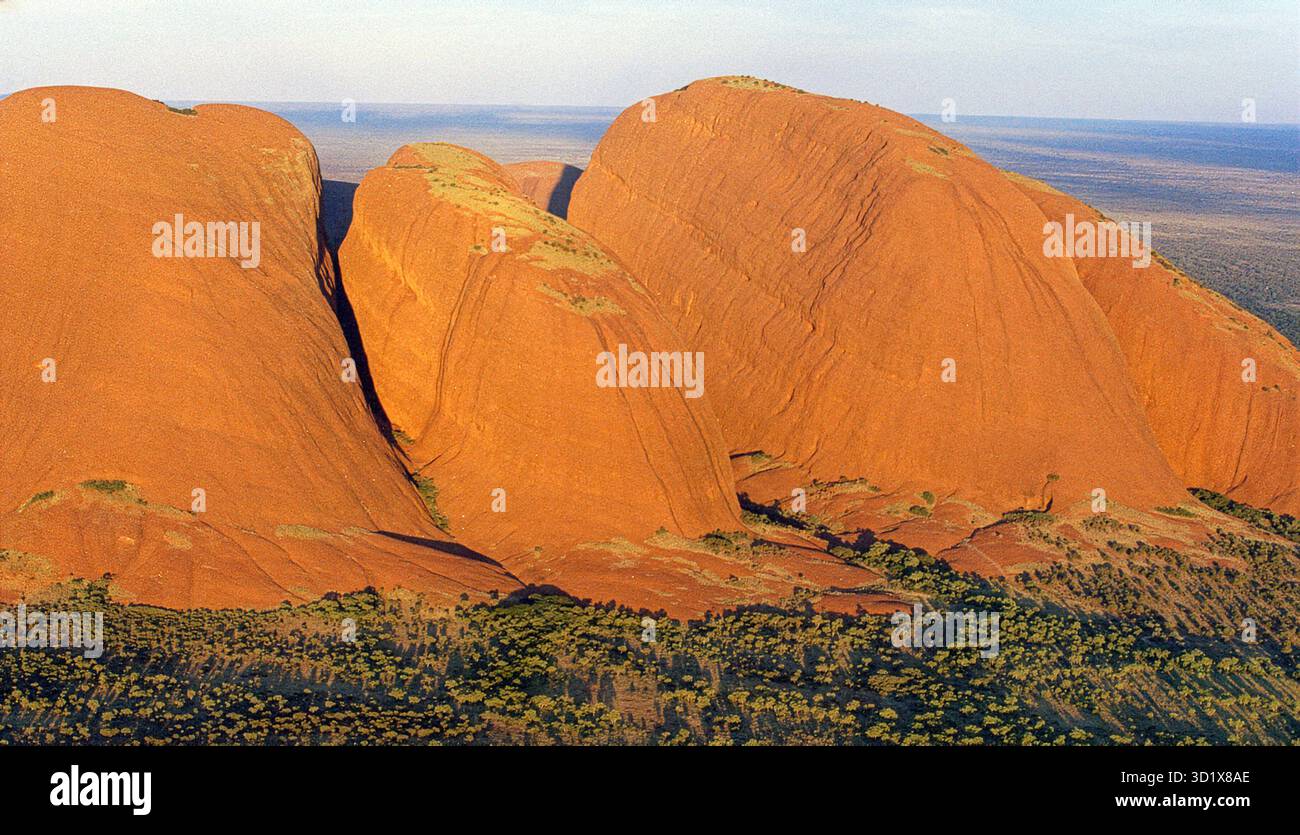 Aerial view of Kata Tjuta’s domed rock formations in Australia’s Red ...