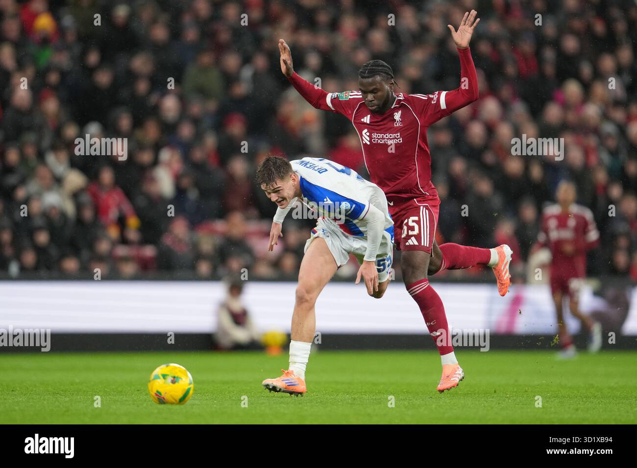 Liverpool's Amara Nallo fouls Crystal Palace's Justin Devenny during ...