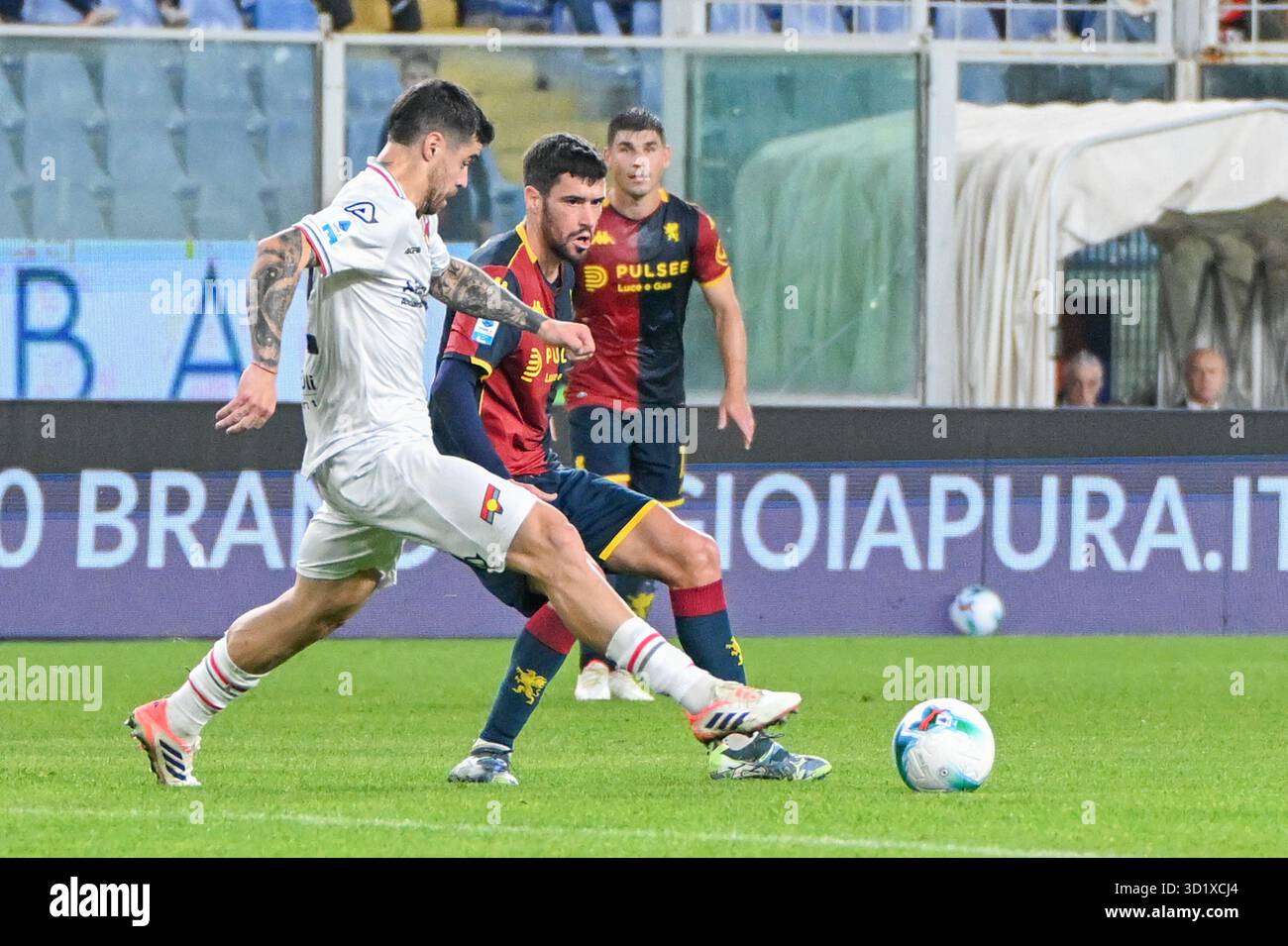 GenoaÕs Aaron Martin fights for the ball during the Serie A soccer ...