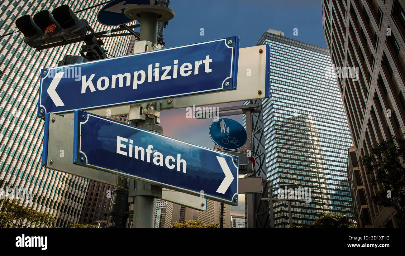 An image with a signpost pointing in two different directions in German ...