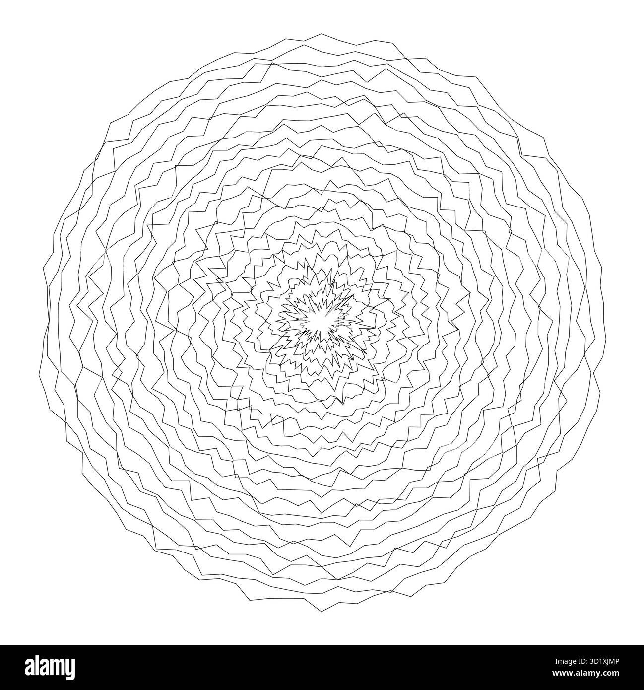 Abstract deformed concentric orbital pattern with irregular wavy lines ...