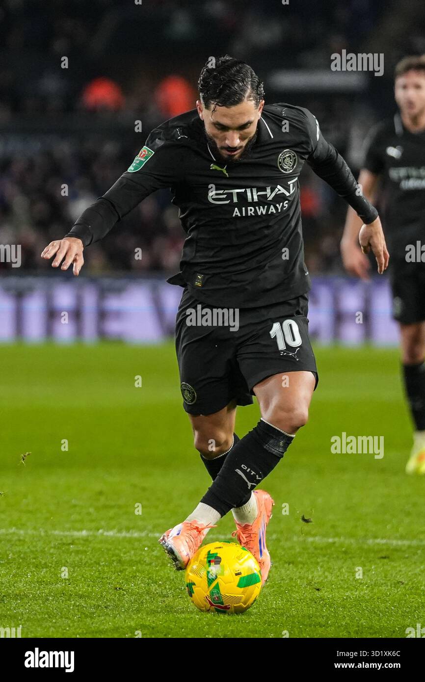 Rayan Cherki of Manchester City during the Carabao Cup Last 16 Swansea ...