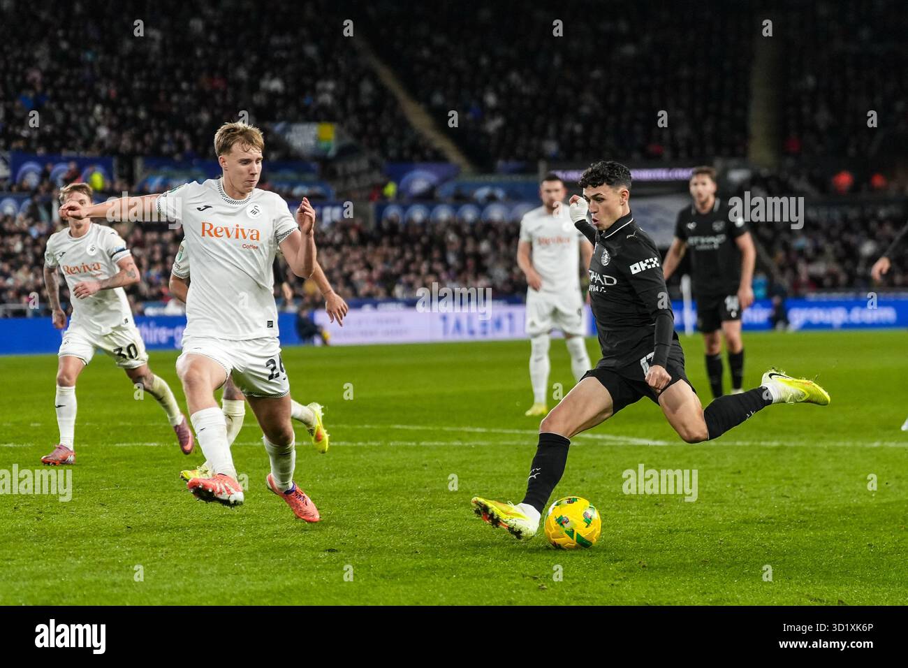 Phil Foden of Manchester City has a shot on goal during the Carabao Cup ...
