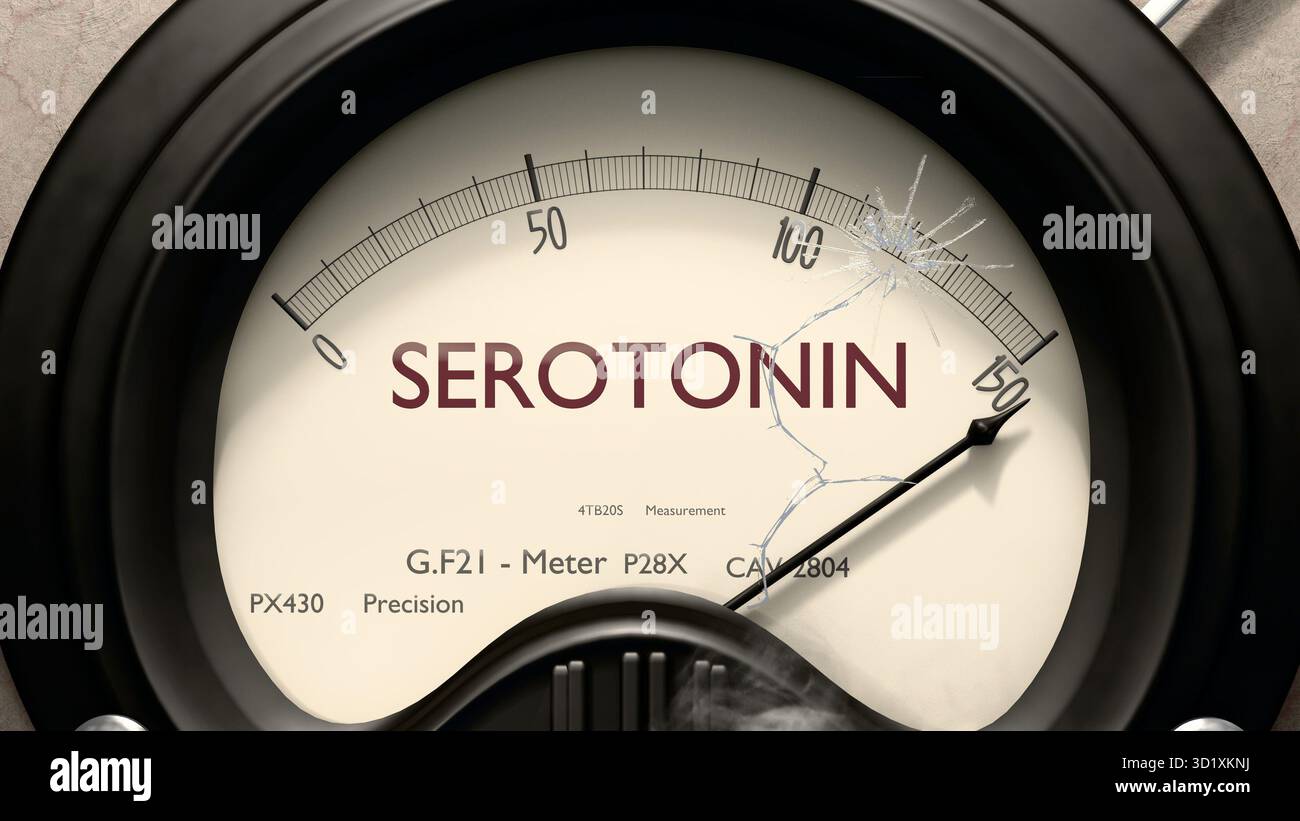 Serotonin meter showing high levels of serotonin. Dangerously ...