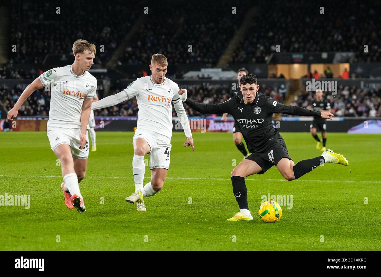 Phil Foden of Manchester City has a shot on goal during the Carabao Cup ...