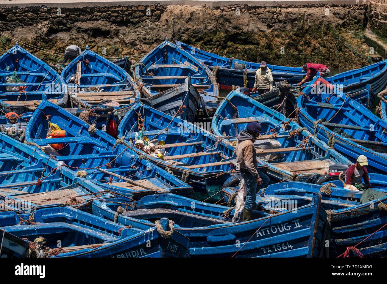 classic Moroccan fishing boats, fishing port, Essaouira, morocco ...