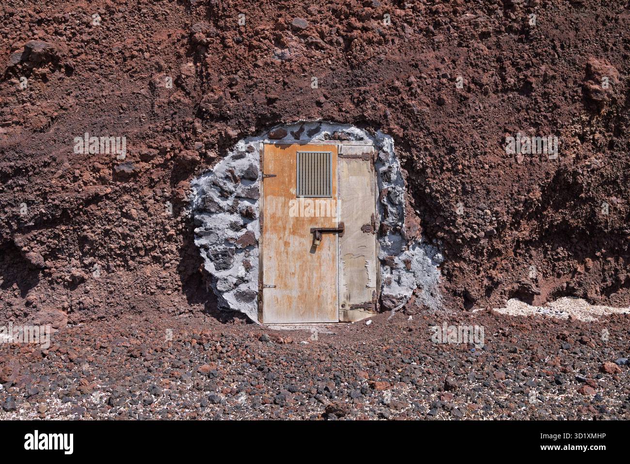 Mysterious Door Built into the Red Volcanic Cliff at Red Beach ...