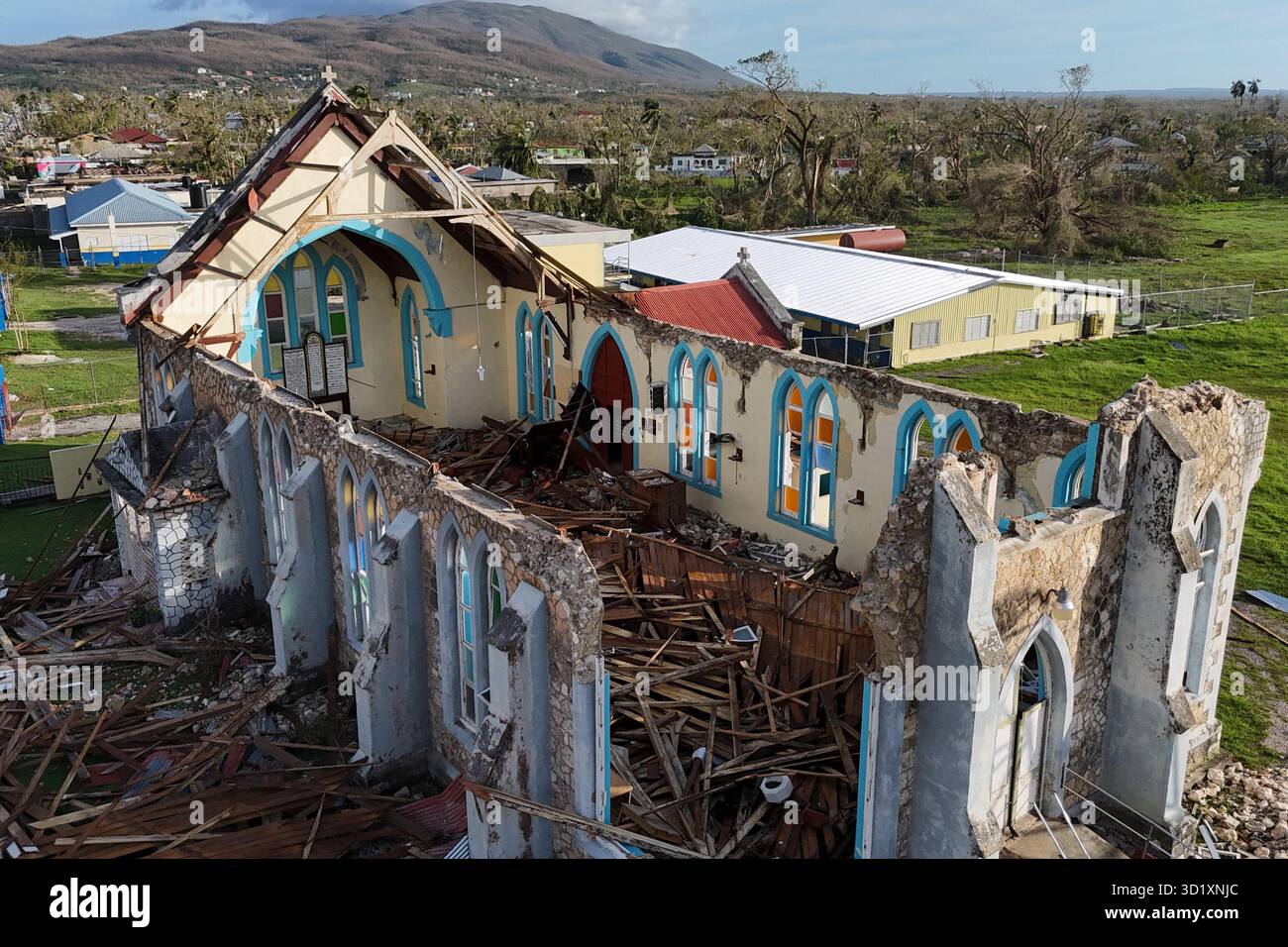 The church of Lacovia Tombstone, Jamaica, sits damaged in the aftermath ...