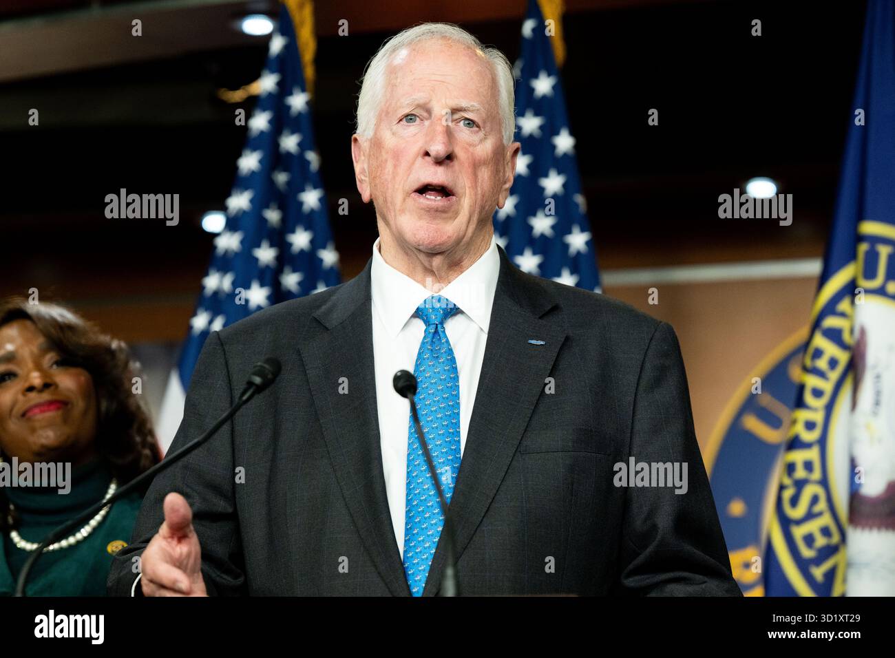 U.S. Representative Mike Thompson (D-CA) speaking at a press conference ...